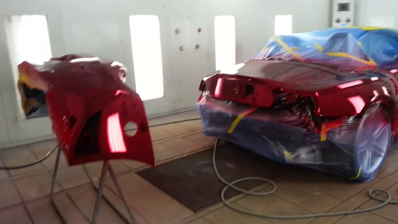 Finishing up chrome red paint at Candy Autobody Inc. - YouTube
