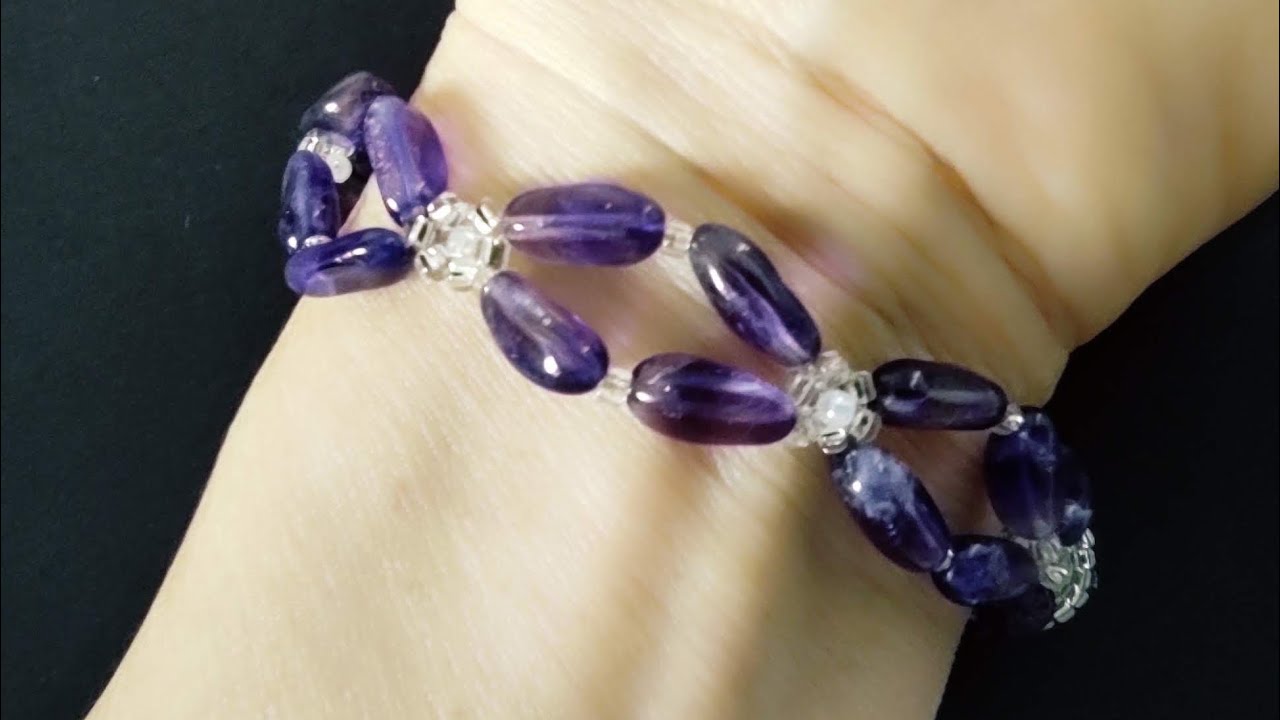 DIY amethyst rhinestone bracelet - YouTube
