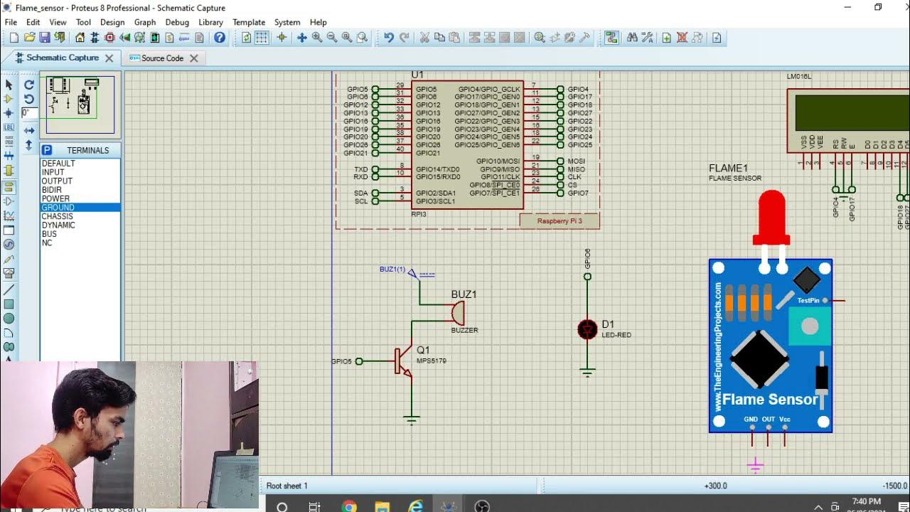 How to simulate Flame Sensor with Raspberry Pi in proteus - YouTube