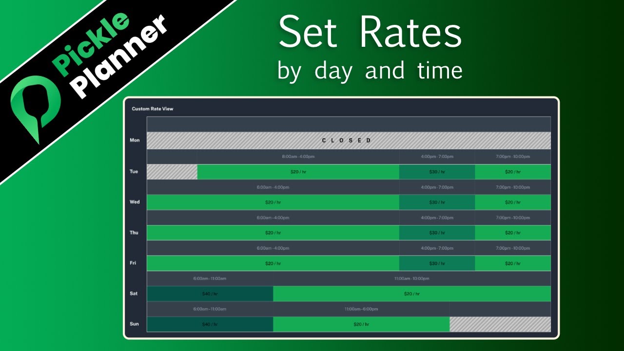 Set Rates by Day and Time - YouTube