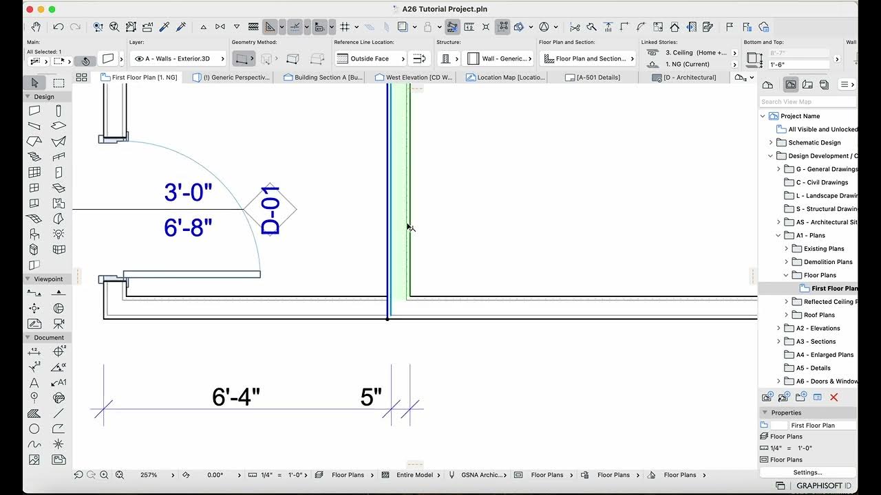 Archicad 26 Tutorial Part 12 - Dimensioning Conventions - Dimensioning Interior Walls - YouTube