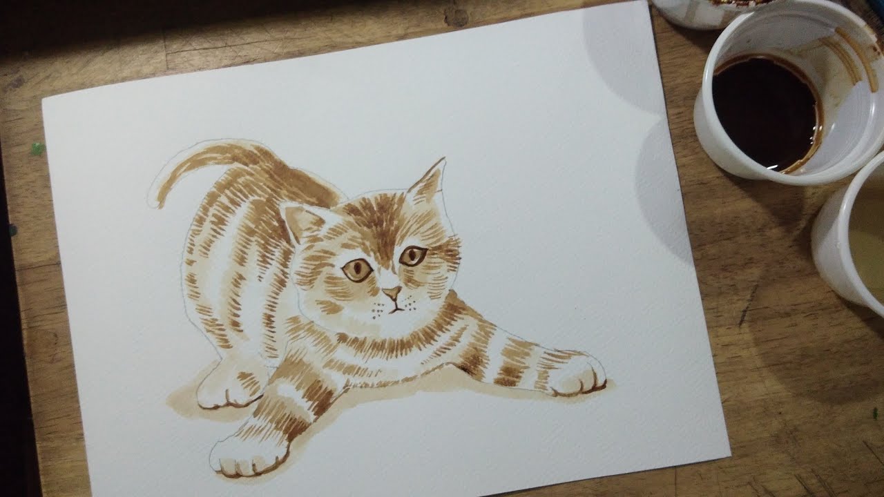 HOW TO PAINT A CAT USING COFFEE - YouTube