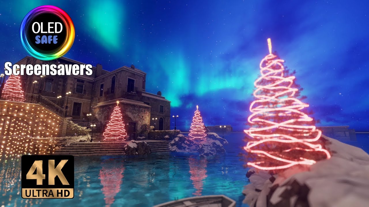 Christmas Mansion Pool Screensaver - 8 hours - 4k - OLED Safe - No Burn ...