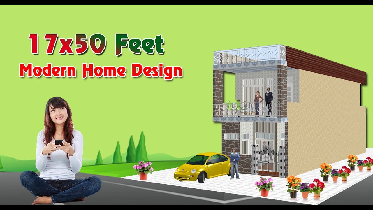 17x50 Feet home design plan. कम जगह में अच्छा घर कैसे बनाएं। - YouTube