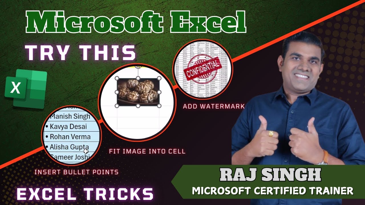 3 AMAZING Excel Tricks: Bullet Points, Fit Image into Cell, & Watermark ...