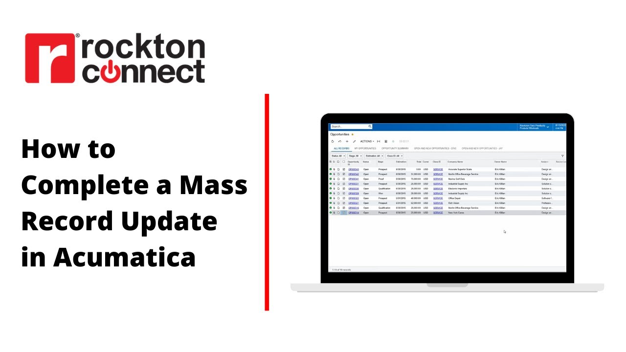 How to Complete a Mass Record Update in Acumatica - YouTube