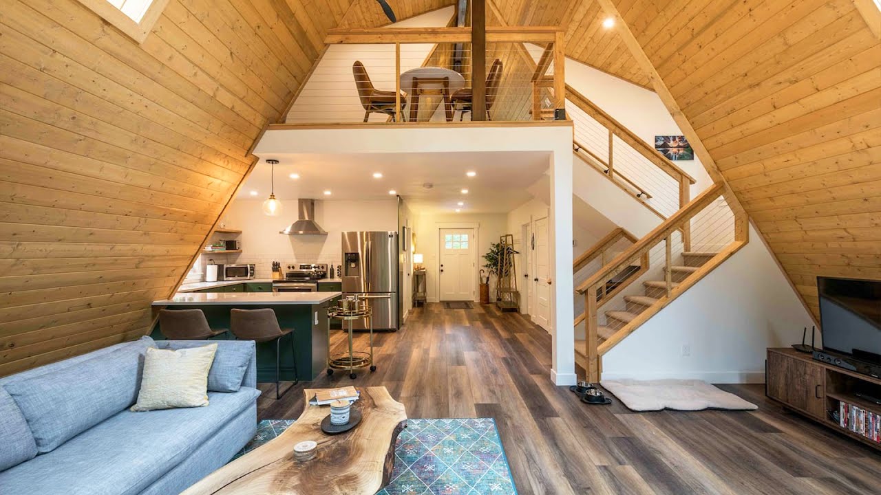 Absolutely Gorgeous Heartwood A-Frame Cabin in WA - YouTube