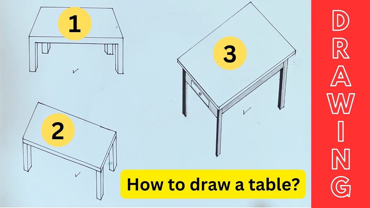 How to draw a table | Creative Drawing | Technique | How To Draw Table ...