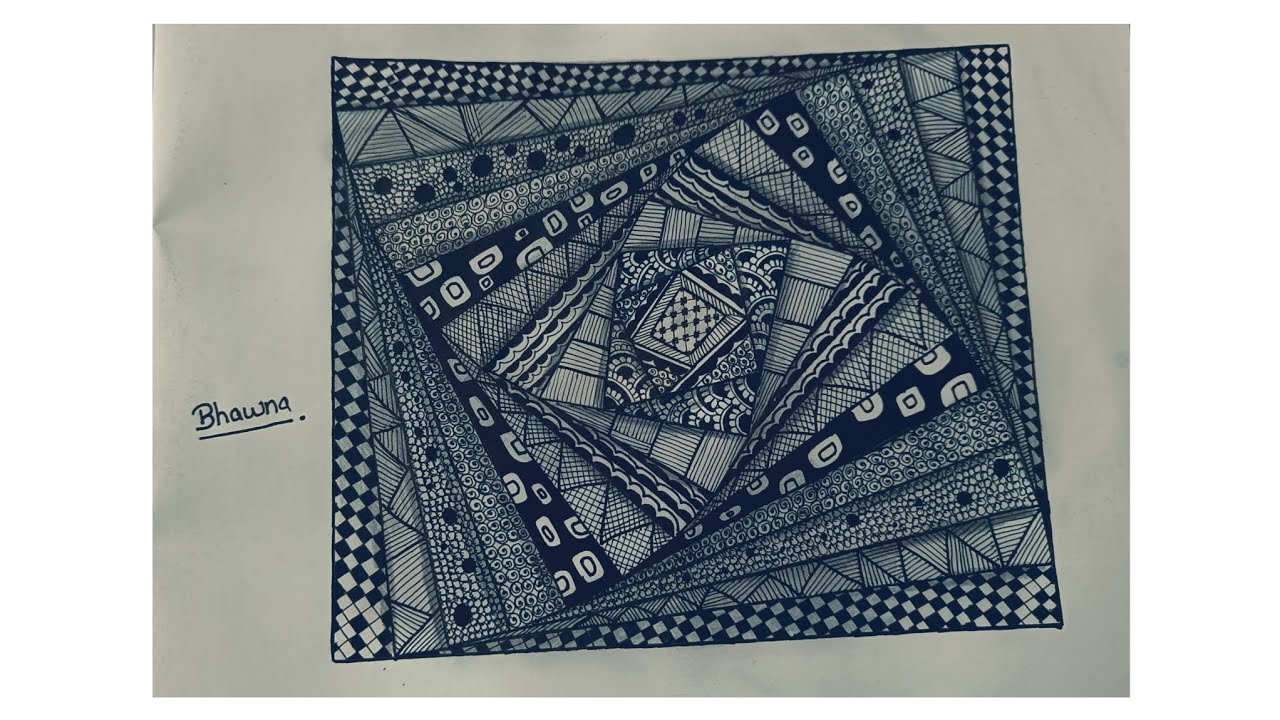 Mandala Art || Square in Square Mandala Art || How to draw 3D Square ...