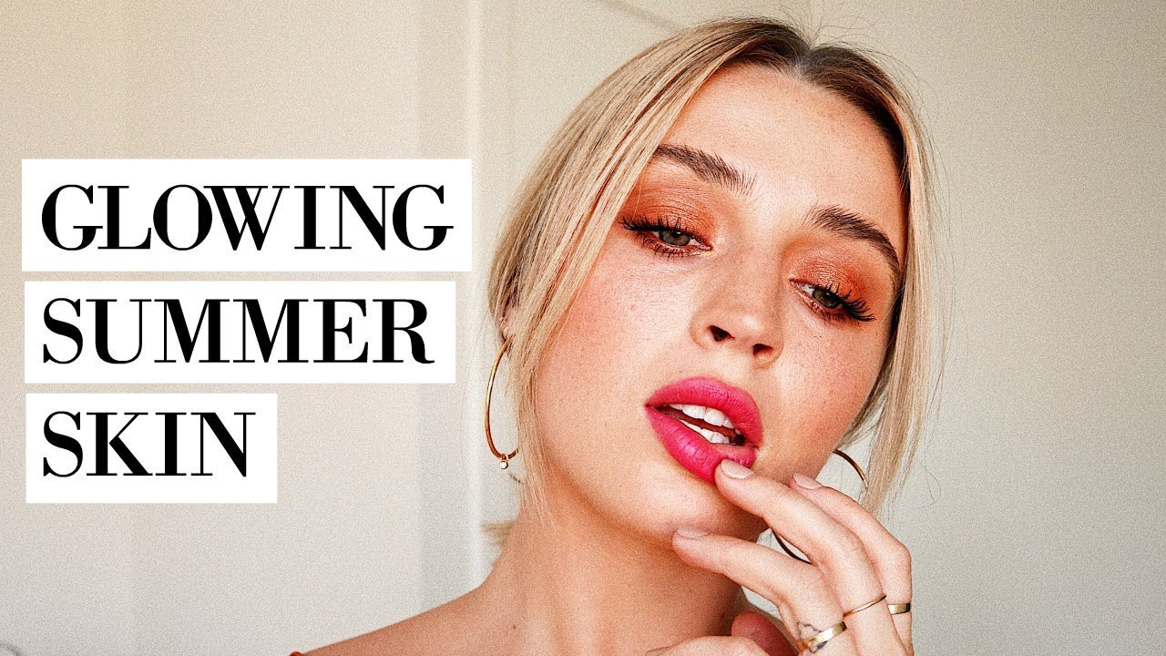 GRWM: DEWY SUMMER SKIN + BOLD PINK LIPZ | allanaramaa - YouTube