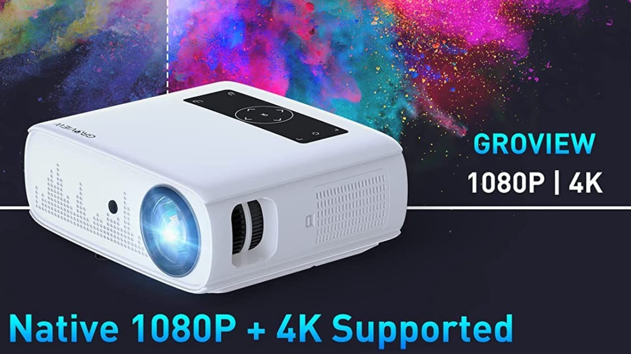 GROVIEW Projector, 15000lux 490ANSI Native 1080P WiFi Bluetooth ...