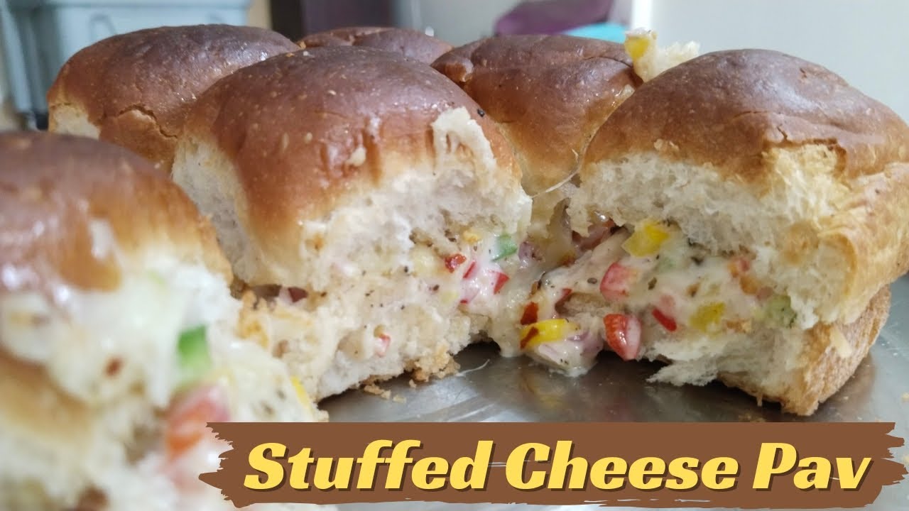 Stuffed Cheese Pav Recipe | Fast Food Recipe At Home | Pav Pizza Recipe ...
