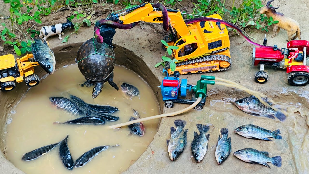 Catch fish using mini water pump | fishing exciting | diy tractor ...