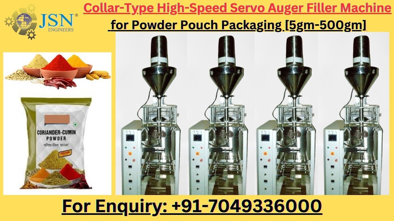 High Speed | Collar Type | Servo Auger Filler Machine | Powder Pouch Packaging | मसाला पैकिंग ...