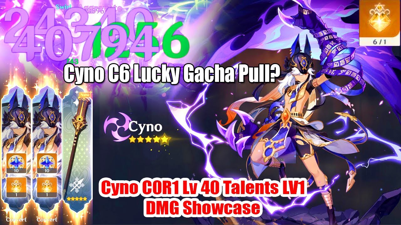 Cyno C6 Full Gacha Pulling - Cyno C0 R1 Staff of the Scarlet Sands Lv40 ...