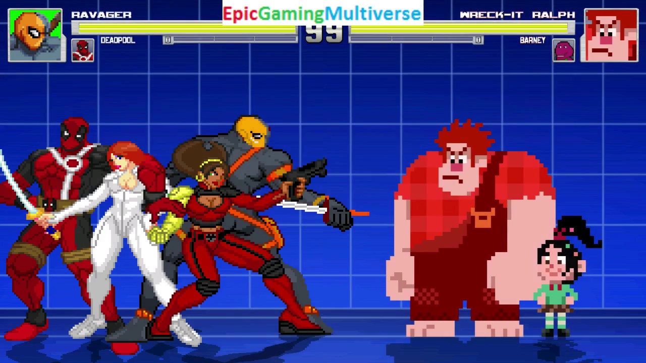 Deadpool And Ravager VS Wreck-It Ralph And Barney The Dinosaur In A ...