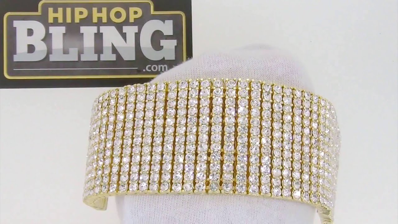 Massive 12 Row Gold Bling Bling Bracelet | Hip Hop Jewelry - YouTube