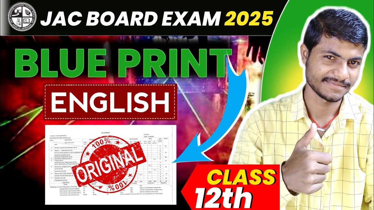 CLASS 12TH ENGLISH BLUE PRINT 2025 || JAC BOARD EXAM - YouTube