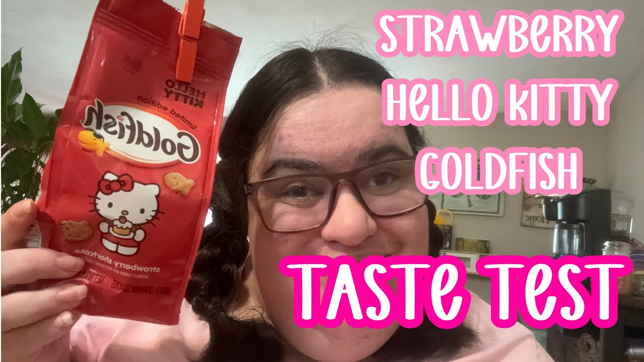 HELLO KITTY STRAWBERRY GOLDFISH TASTE TEST & REVIEW - YouTube