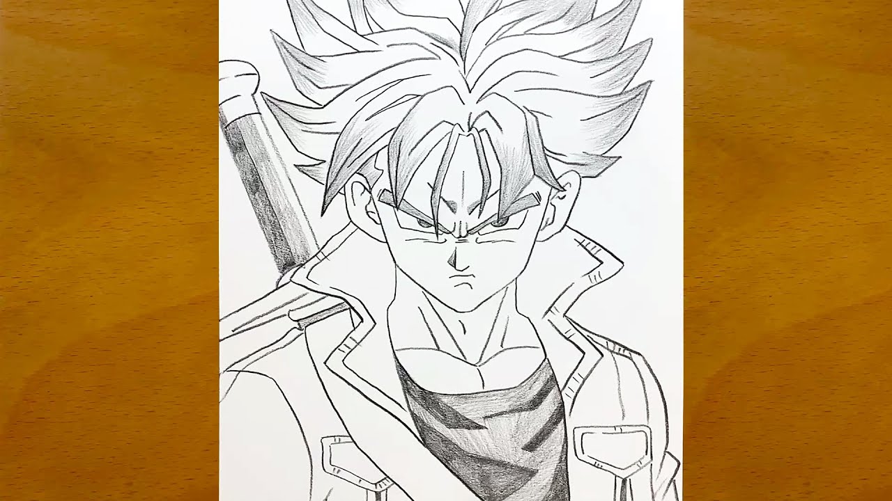 Anime sketch | How to draw Super Saiyan Future Trunks from Dragon Ball ...