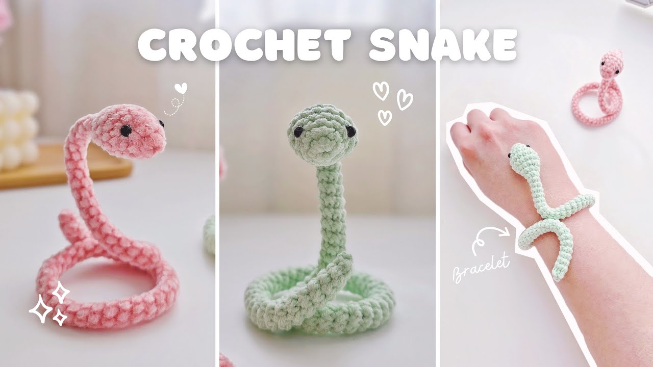 How to crochet snake amigurumi 🐍 snake bracelet crochet tutorial ...