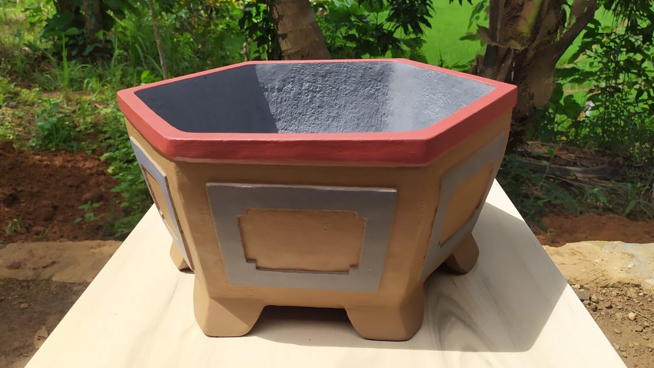 Cara Membuat Pot Bunga Model Segi Enam - YouTube