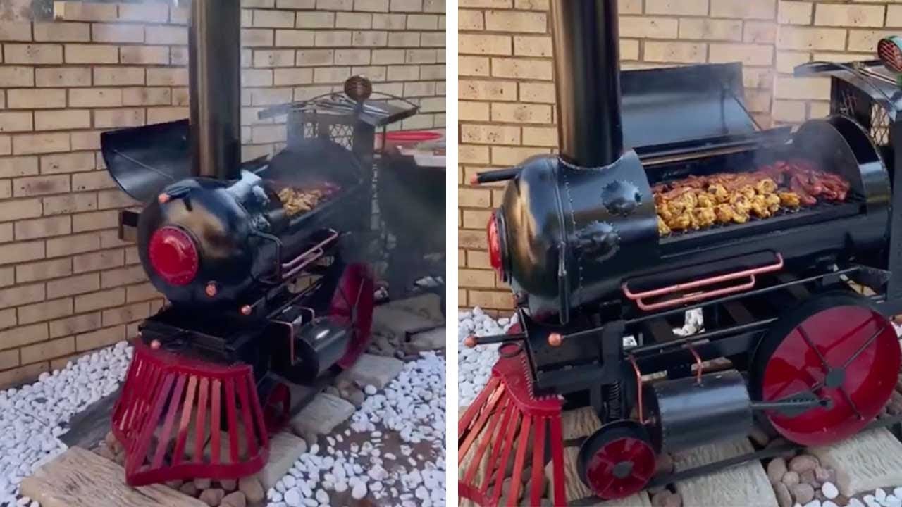 Man Transforms Old Steam Train Into BBQ - YouTube