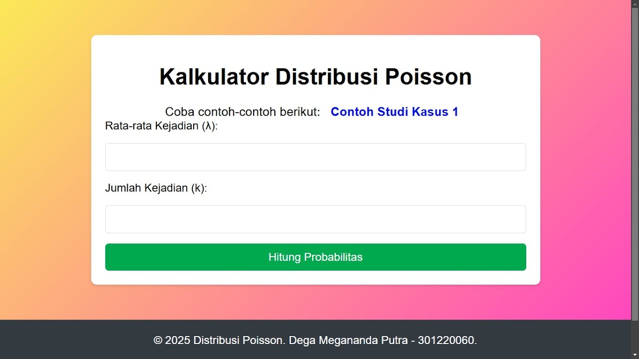 Web Kalkulator Prediksi Menggunakan Distribusi Poisson - YouTube