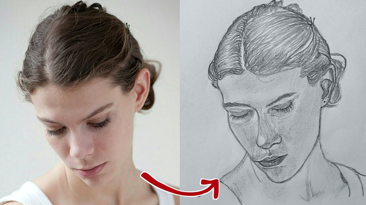 Photo to Pencil Sketch | Realistic Portrait Drawing Tutorial - YouTube