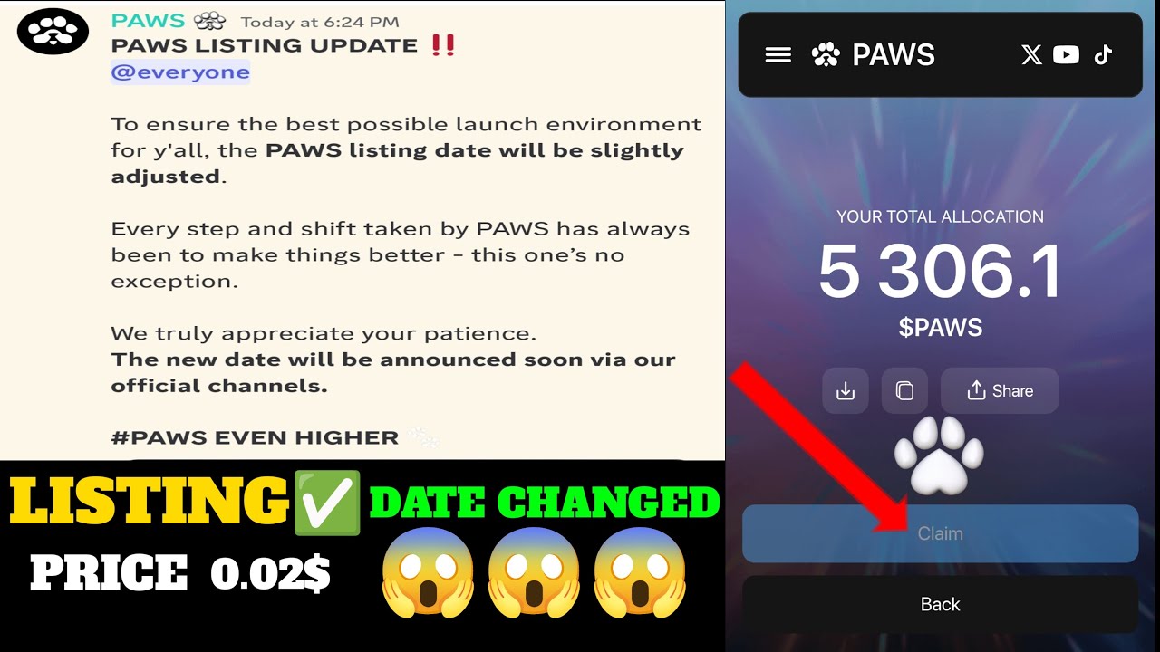 Paws Listing Date Changed || Update 😱😱 || Paws Price Pridication ...
