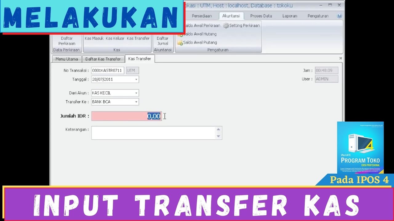 20 Melakukan Input Transfer Kas pada IPOS 4 -PROGRAM IPOS - YouTube