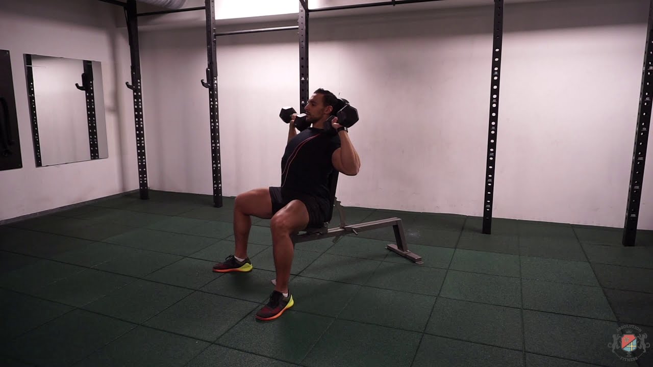 Sittande axelpress med hantlar med stöd - YouTube