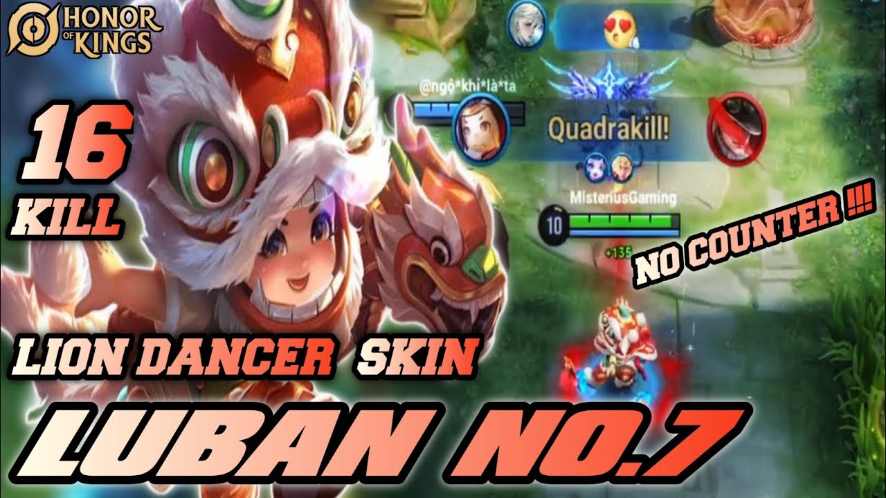 Luban no.7 NEW SKIN LION DANCER Gameplay ~ INSANE DAMAGE 💯% BROKEN ...