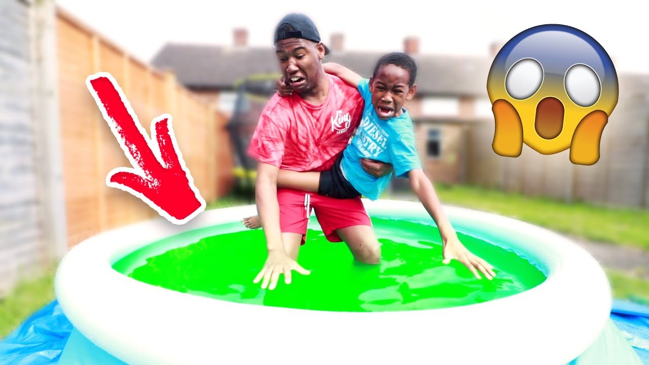 I Put SLIME In My Little Brother’s Pool **PRANK!** - YouTube
