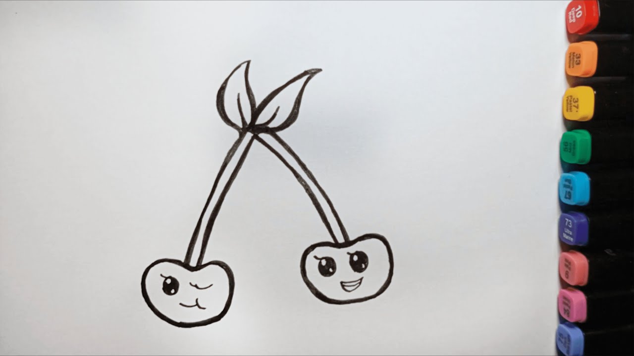 How to draw a ripe cherry - YouTube