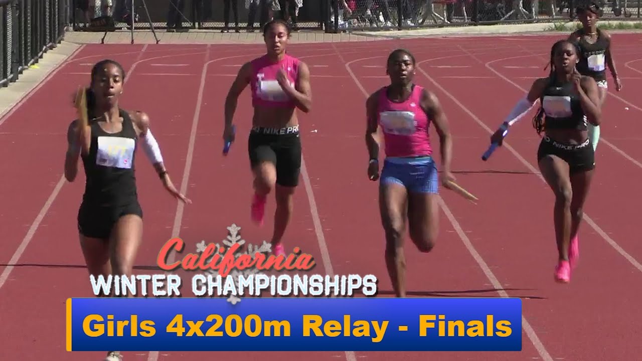 2023 TF - CA Winter Champs - 4x200 Relay (Girls, both heats) - YouTube
