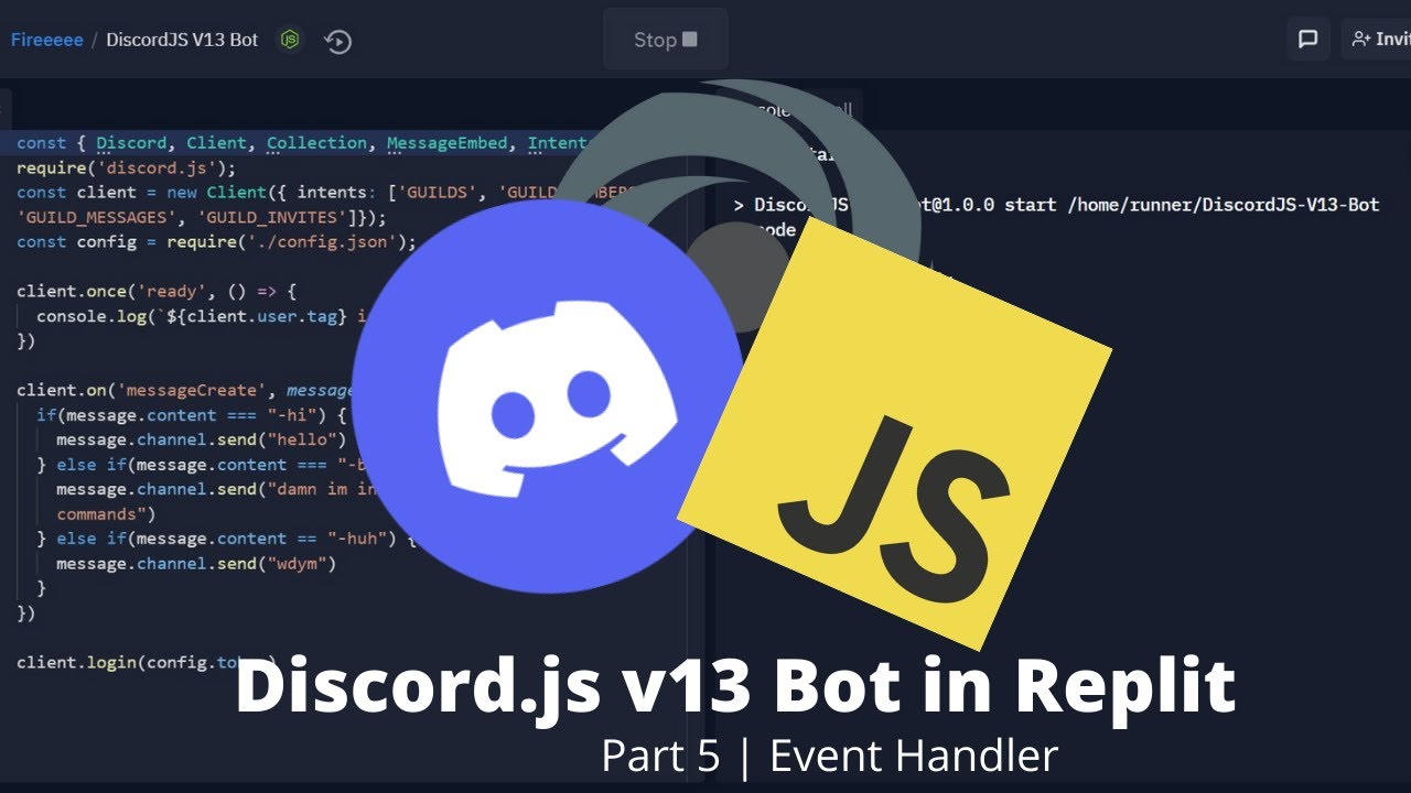 Event Handler Part 5 Discord Bot V13 Replit Youtube