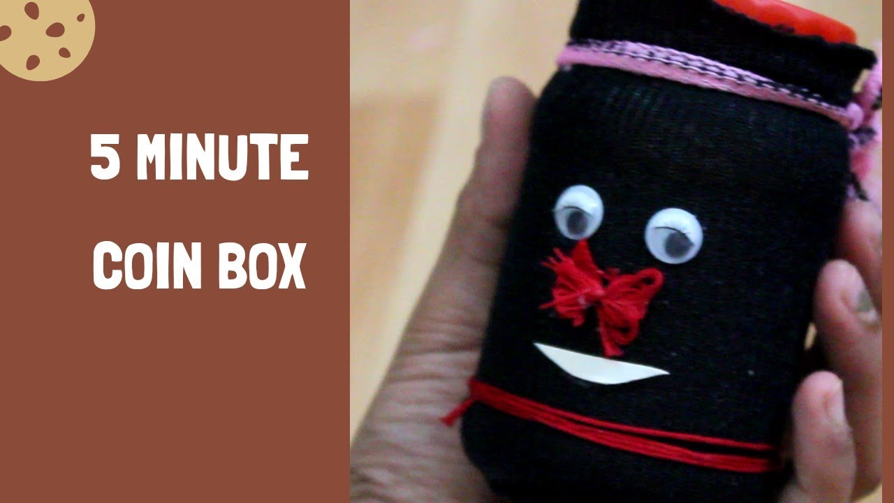 How to make DIY coin box| 5 minute coin Box| Socks and Bottle craft ...