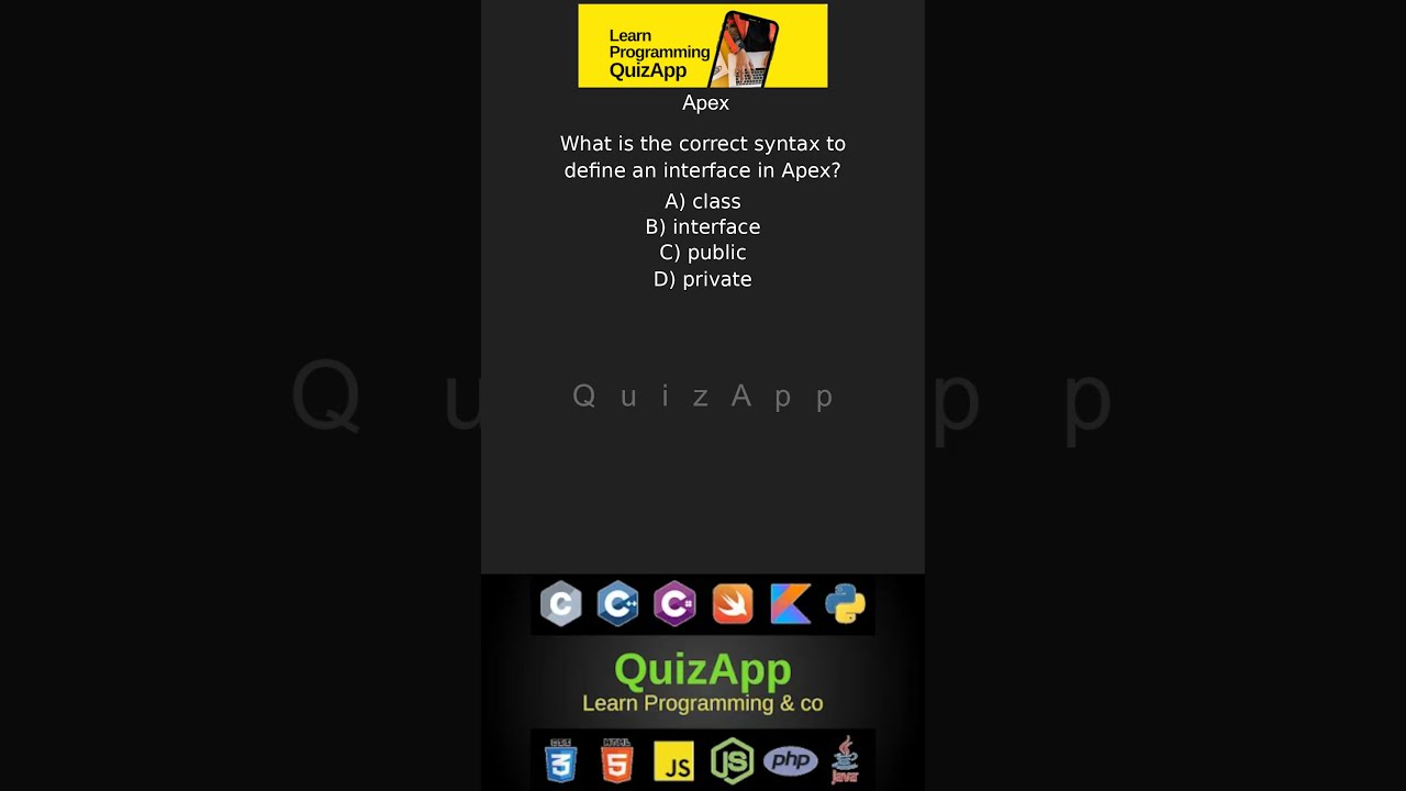 Apex What Is The Correct Syntax To Define An Interface In Apex YouTube Apex What Is The Correct Syntax To Define An Interface In Apex YouTube