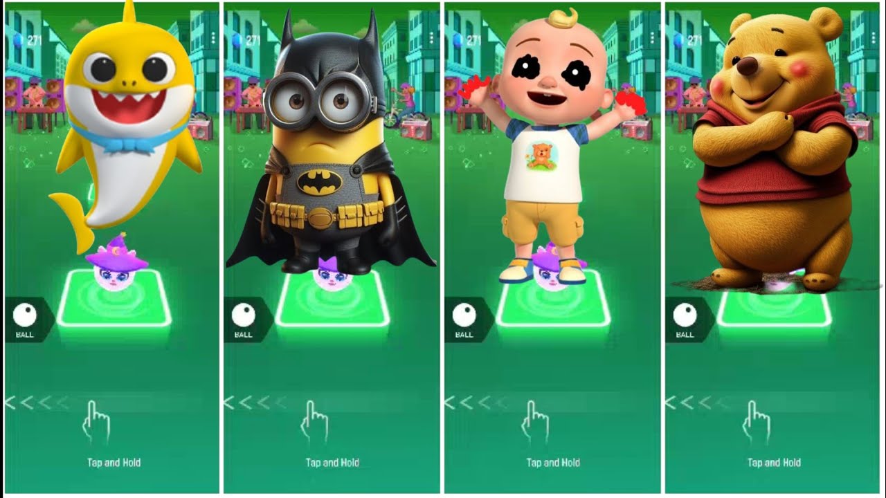 BABY SHARK 🆚 MINIONS 🆚 COCOMELON 🆚 WINNIE THE POOH - TILES HOP EDM RUSH ...