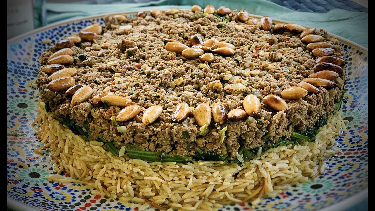 Riz à la viande hachée et épinards, recette libanaise - YouTube