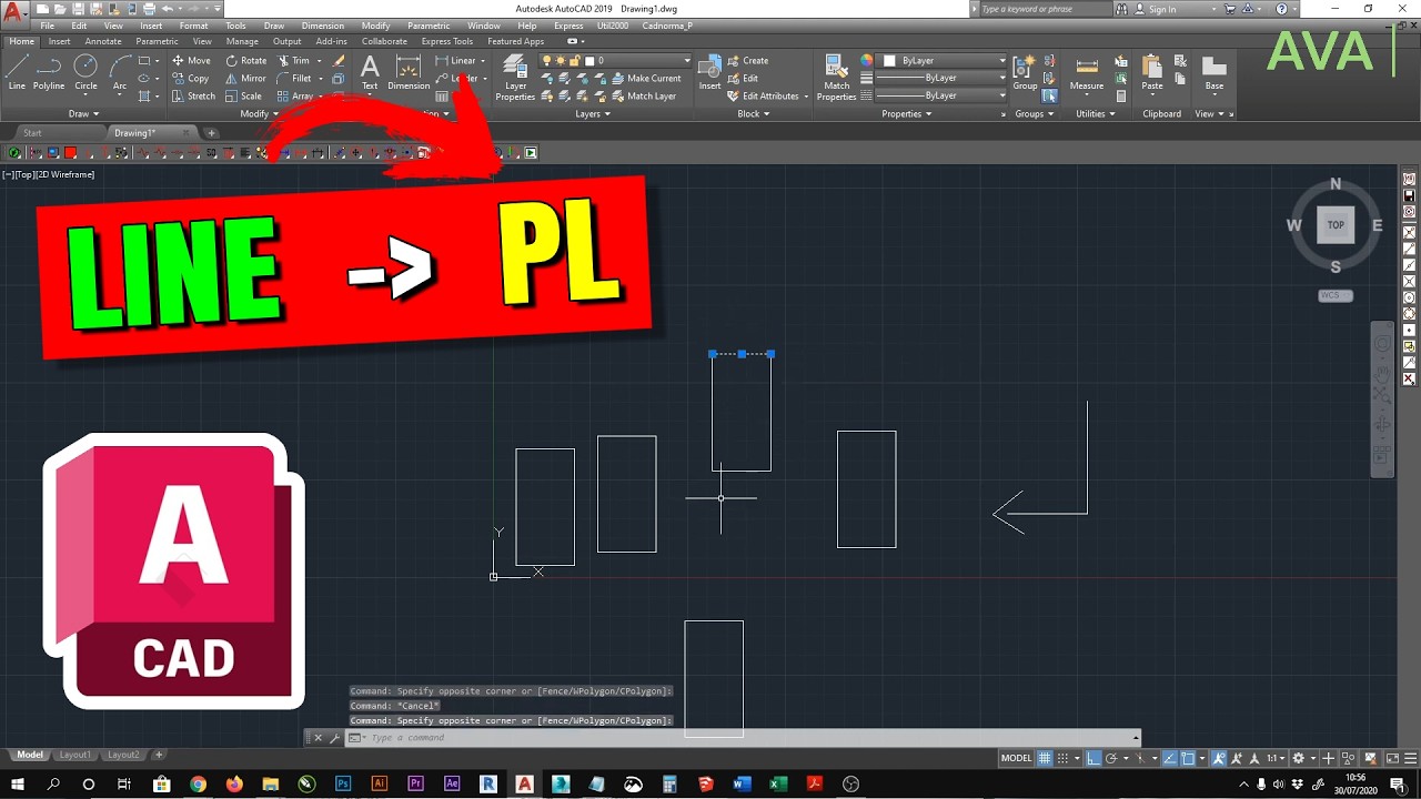 #Autocad #básico | como separar linhas com Explode e unir com Join Dica ...
