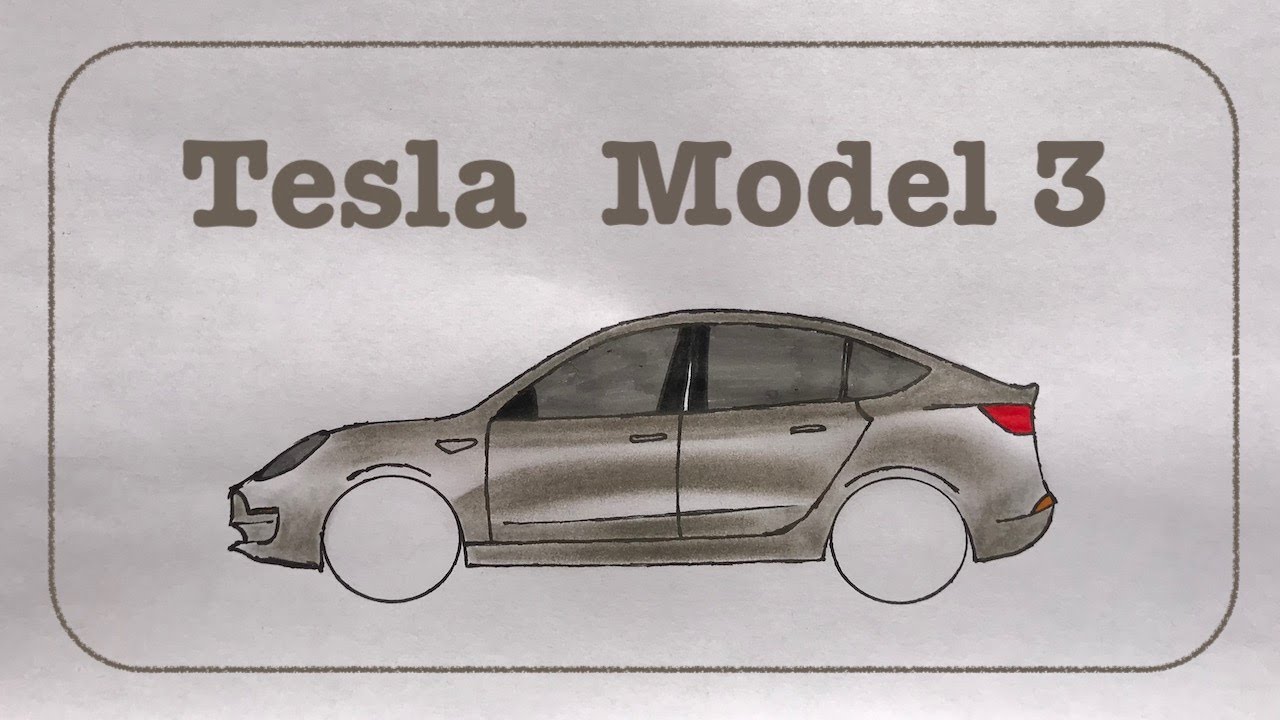 How to draw a Tesla Model 3 - YouTube
