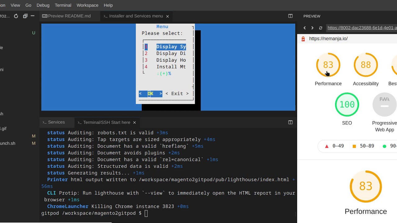 magento2gitpod Google Lighthouse CLI tool - YouTube