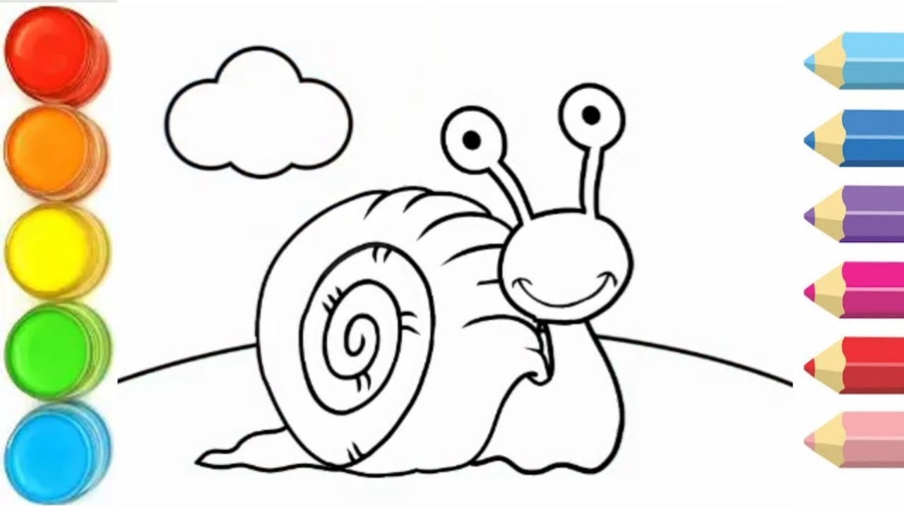 Cara menggambar dan mewarnai siput untuk anak & balita | tips mewarnai ...