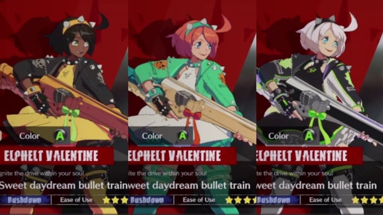All Elphelt Valentine Costume Colors Guilty Gear Strive - YouTube