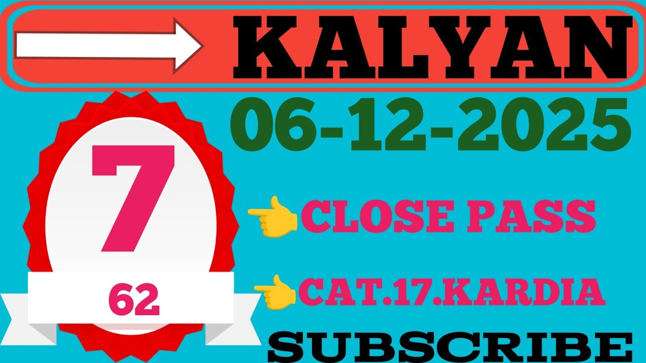 Kalyan Matka Open Jodi Guessing...Date: 06 December 2025 Kalyan ...