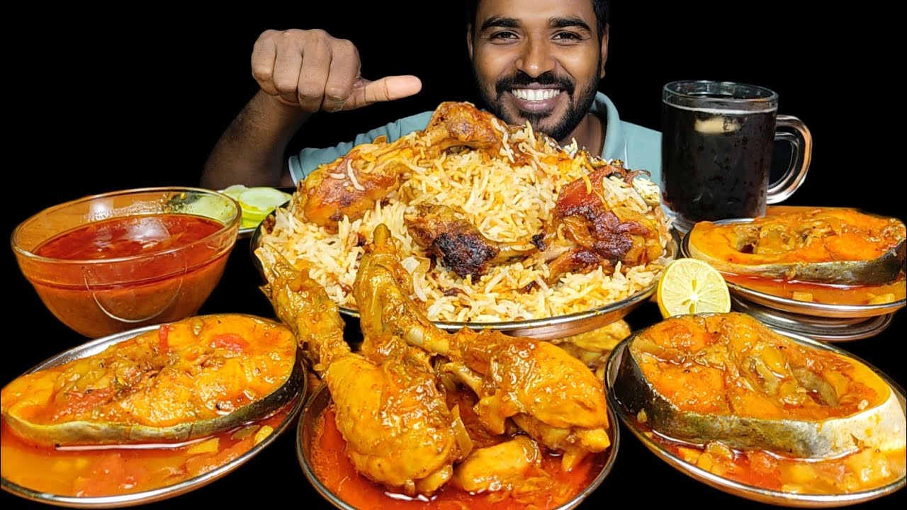 Eating Chicken Biryani with Fatty Fish Curry | Chicken Curry, Cold ...