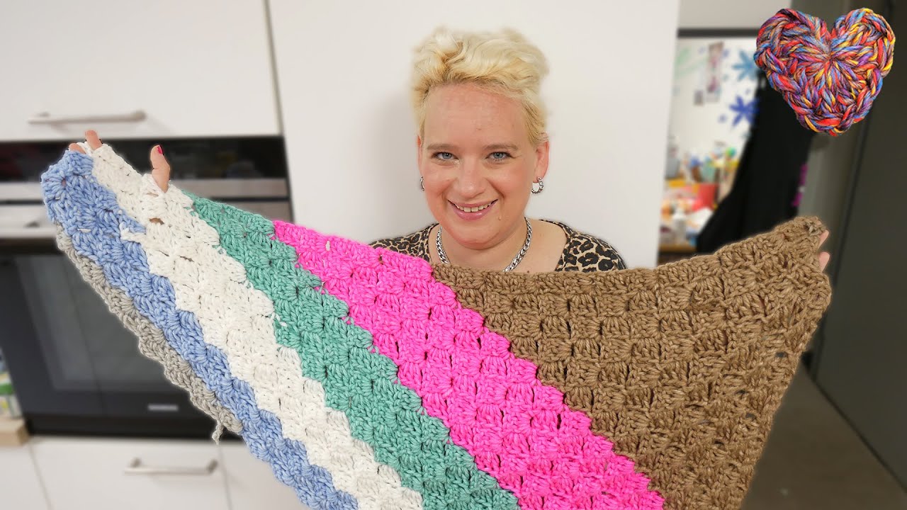 Häkeln | XXL Decke aus 1kg Knäul Wolle | Teil 2 | C2C Muster - YouTube