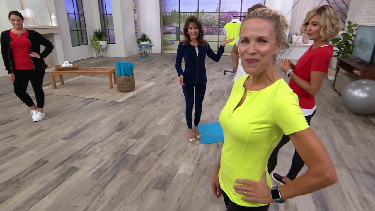 Susan Lucci Collection Short Sleeve Top with Half Zip on QVC - YouTube